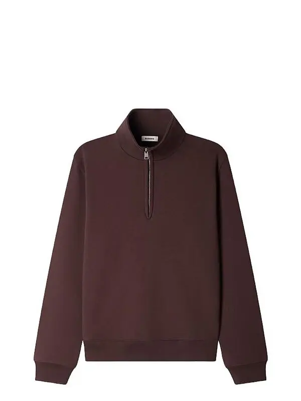 Sandro Funnel-neck Half-zip Sweatshirt - Chocolate