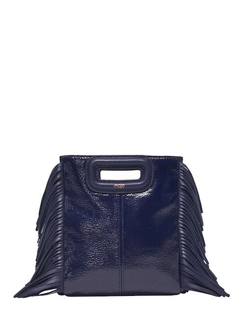 Maje Mini M Branded Leather Bag - Navy