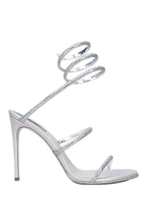 Rene Caovilla Cleo Crystal-embellished Leather Heeled Sandals - Silver