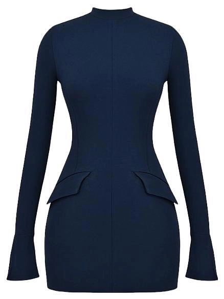 House Of Cb Mahalia Fluted Cuff Mini Dress - Navy