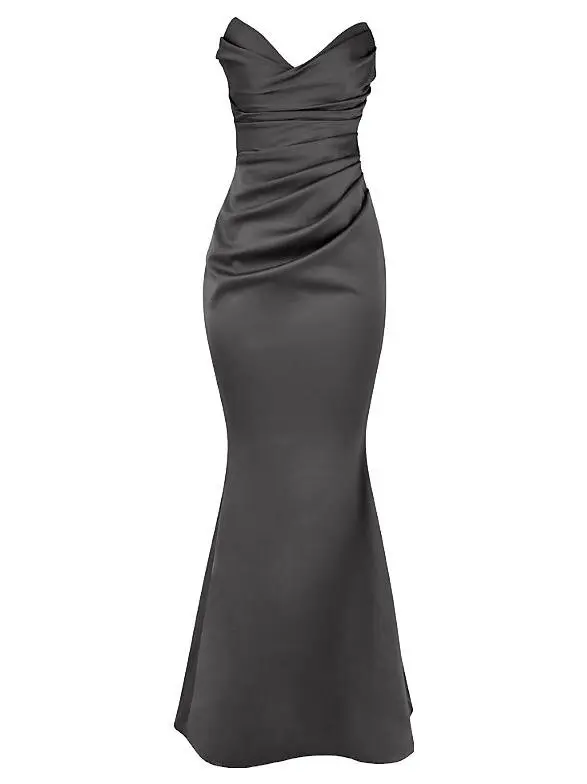 House Of Cb Sweetheart Neckline Fishtail Hem Maxi Dress - Shadow
