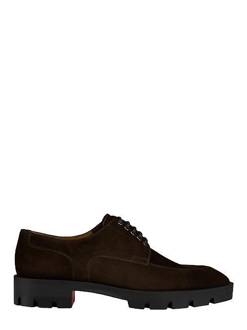 CHRISTIAN LOUBOUTIN Davisol Lion Flat Derby Leather Shoes - Cafe