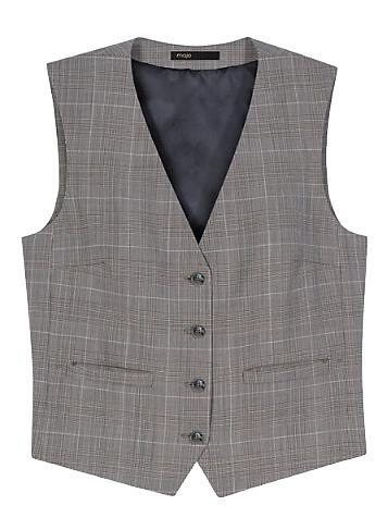 Maje Checked V-neck Waistcoat - Grey