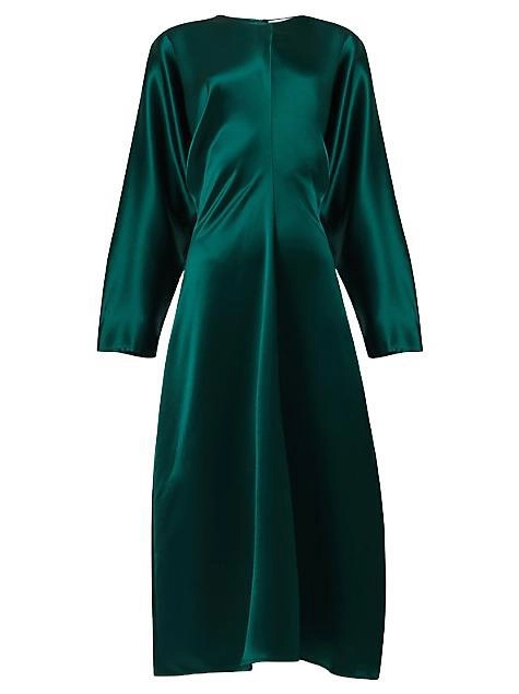 LEEM Batwing Sleeve Satin Maxi Dress - Green