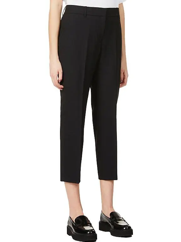 Theory Treeca Cropped Slim-leg Mid-rise Stretch-wool Trousers - Black