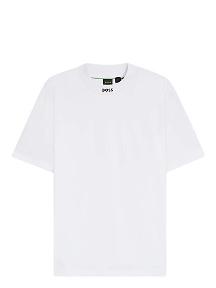 BOSS Logo-collar Short-sleeve Stretch-cotton T-shirt - White