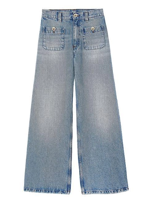 Sandro Patch-pocket Straight-leg Denim Jeans - Bleus