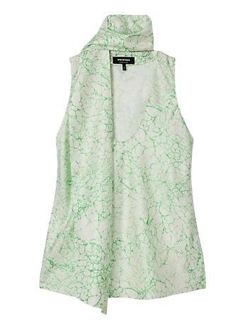 Whistles Abstract Print Silk Top With Scarf Detail - Multi-coloured
