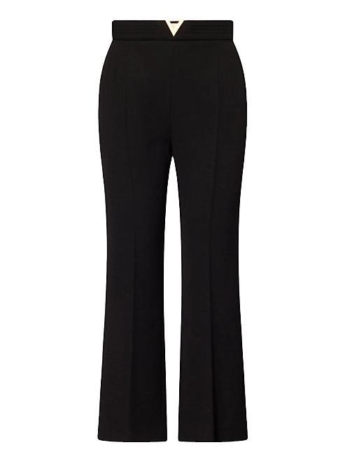 Valentino Garavani Straight-leg Logo-hardware Wool Trousers - Nero