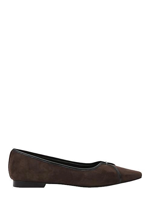 REISS Evelyn Suede Ballet Flats - Chocolate
