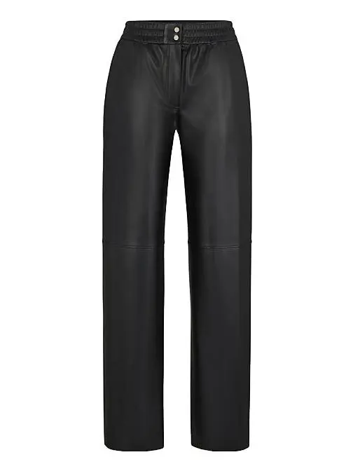 Hugo High-rise Elasticated-waist Faux-leather Trousers - Black