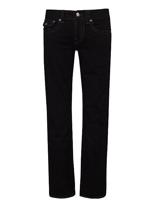True Religion Ricky Flap Big Brand-patch Straight-leg Regular Fit Stretch-denim Jeans - Black