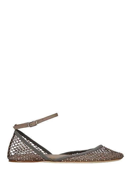 Christopher Esber Minette Embellished Mesh Ballet Flats - Taupe