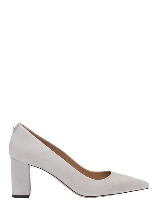 BOSS Pointed-toe Suede Block Heel Pumps - Medium Grey