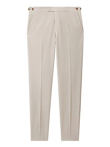 REISS Belmont Slim-fit Straight-leg Stretch Wool-blend Trousers - Stone