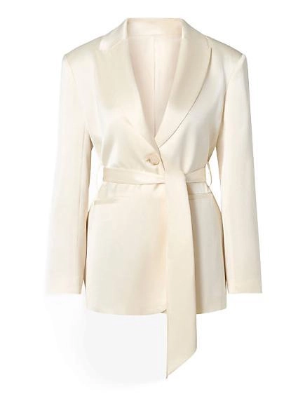 MALINA Liv Wrap Satin Blazer - Vanilla