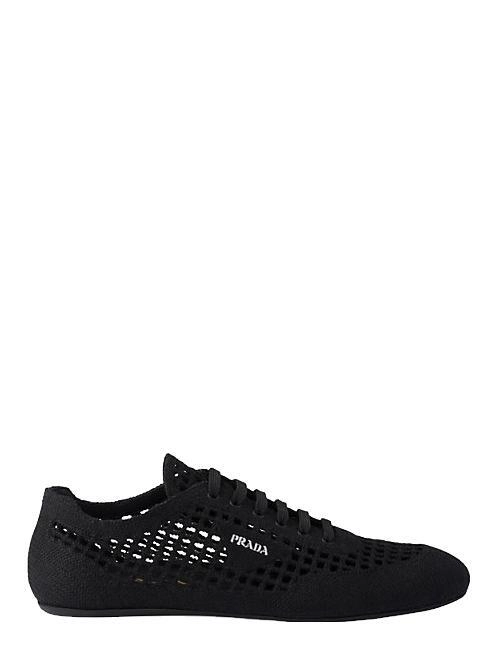 Prada Collapse Crochet Laced Trainers - Black