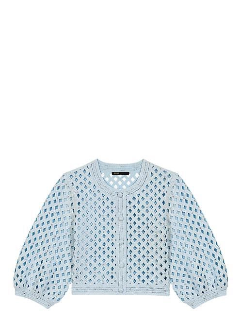 Maje Crochet Rhinestone-embellished Woven Cardigan - Blue Sky