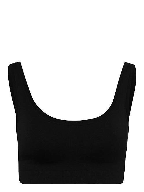 Hanro Touch Feeling Padded Crop Stretch-woven Top - Black