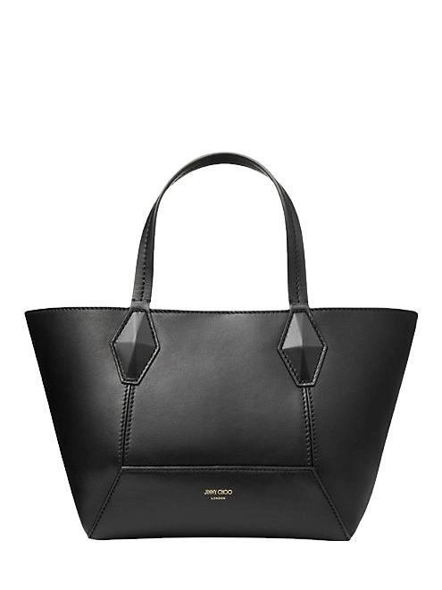 JIMMY CHOO Diamond Logo-embossed Leather Tote Bag - Black