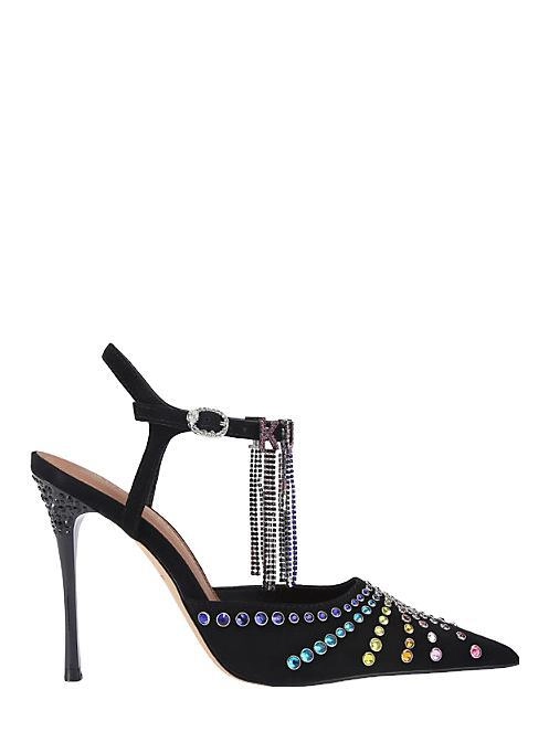 Kurt Geiger Crystal Embellished Suede Slingback Court Shoes - Black/comb