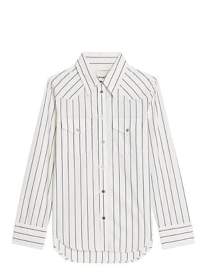 Zadig&Voltaire Thelma Striped Cotton-poplin Shirt With Rhinestone Embellishment - Pear
