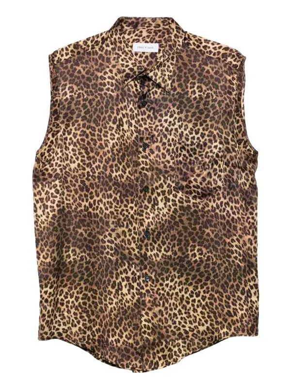 ERNEST W. BAKER Leopard-print Pocket Shirt - Brown
