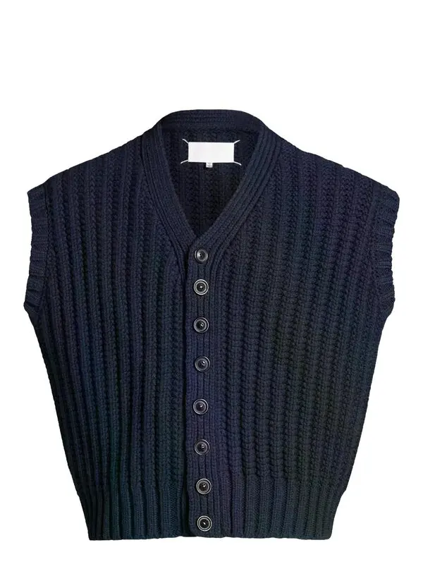 MAISON MARGIELA Ribbed Wool Vest - Blue