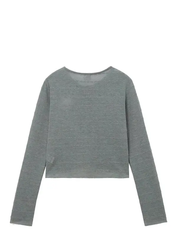 B+AB Embroidery Cropped Cardigan - Grey
