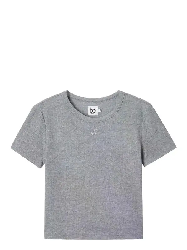B+AB Ribbed T-shirt With Logo Detail - Grey
