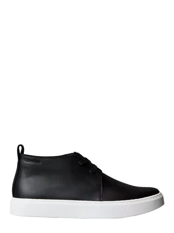 Calvin Klein Lace-up Round Toe Flat Sole Boots - Black