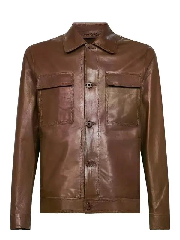 SALVATORE SANTORO Plongé Leather Jacket - Brown