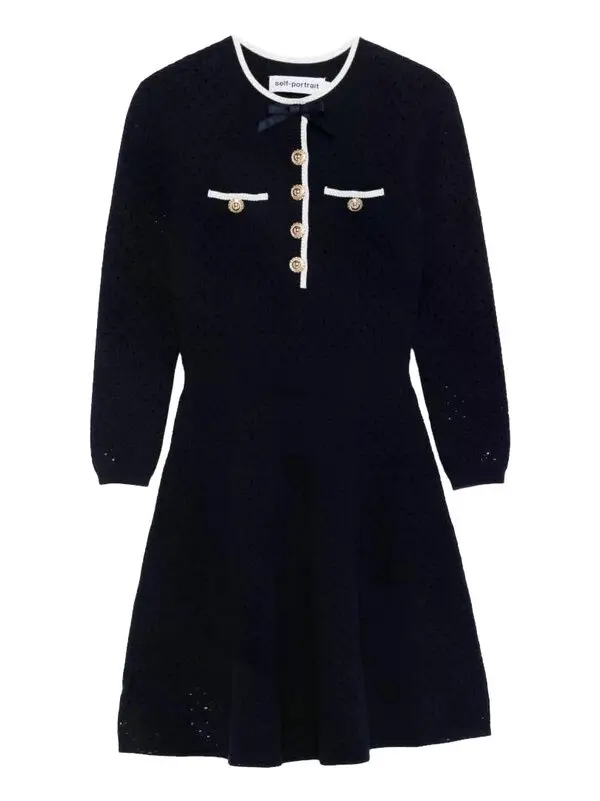 SELF-PORTRAIT Ribbon-embellished Mini Dress - Blue