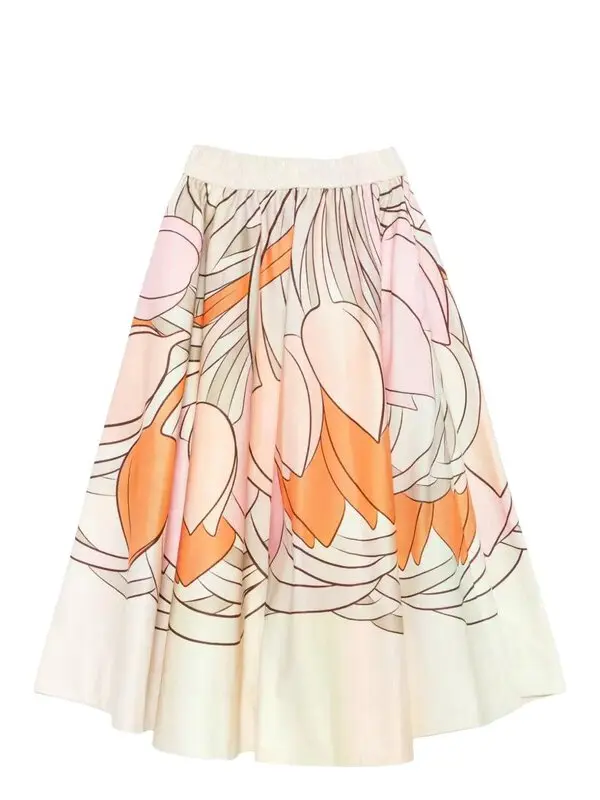 La DoubleJ Balerina Floral-print Midi Skirt - Neutrals