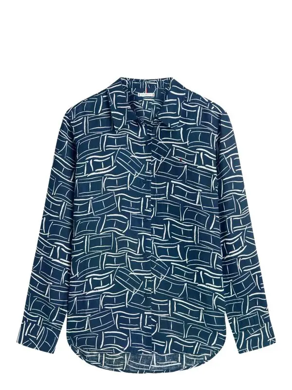 Tommy Hilfiger Graphic Print Button-down Shirt - Blue