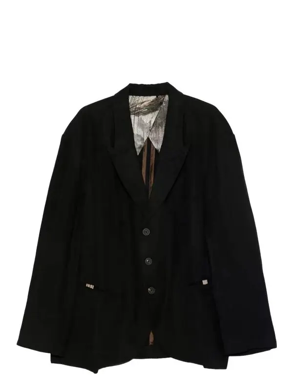 ZIGGY CHEN Buttoned Single-breasted Suit Jacket - Black