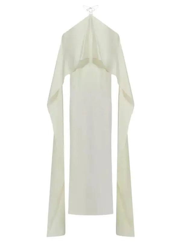 TALLER MARMO Halterneck Dress With Cape Detail - Neutrals