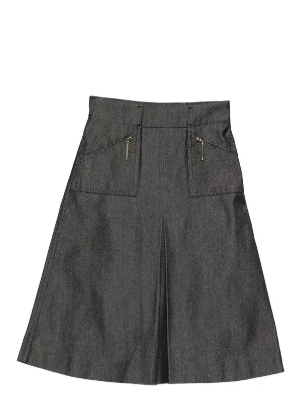 LOUIS VUITTON Denim A-line Midi Skirt - Grey