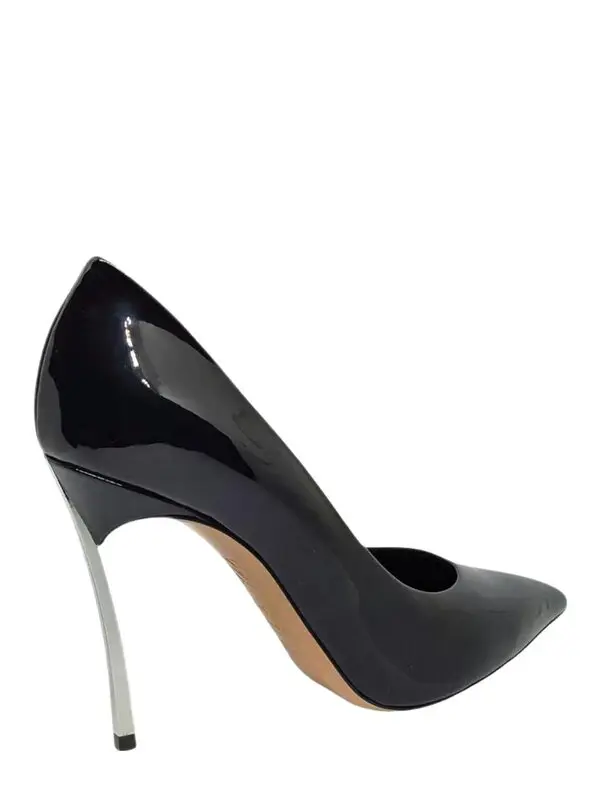 Casadei Blade Pointed Toe Stiletto Pumps With Silver Tone Hardware - Black