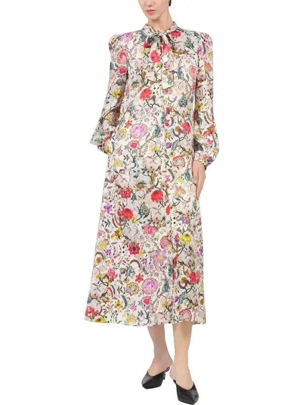 Roberto Cavalli Floral Print Midi Dress - Neutrals