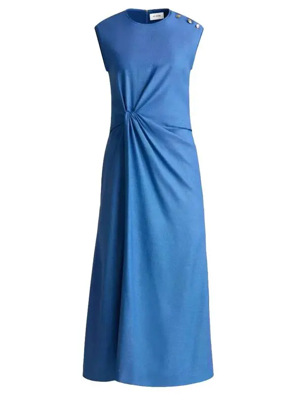 St. John Button Knot Midi Dress - Blue