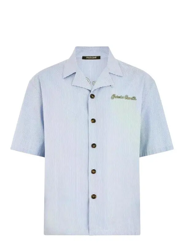 Roberto Cavalli Logo-embroidered Striped Shirt - Blue