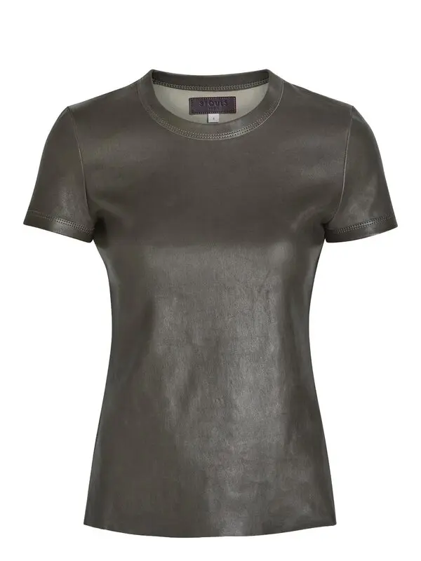 Stouls 05 Stretch-leather T-shirt - Grey