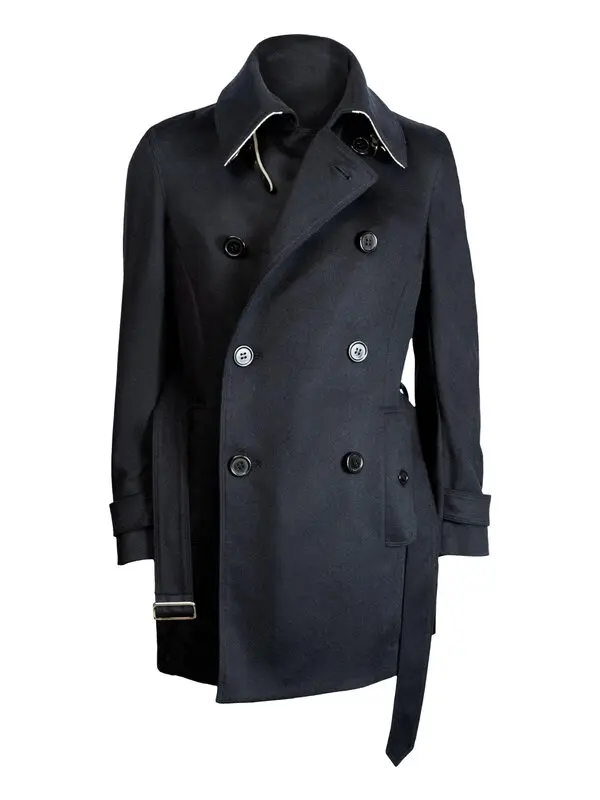ALAN SCOTT Cashmere-blend Mid-length Trench Coat - Navy