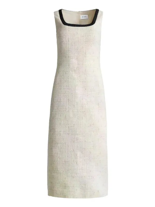 St. John Tweed Square-neck Midi Dress - Neutrals