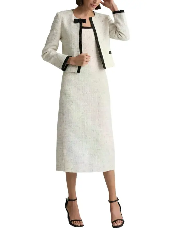 St. John Tweed Appliqué Jacket - Neutrals
