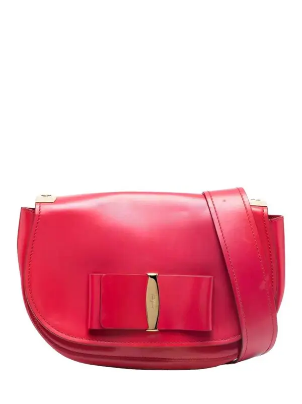 FERRAGAMO Calf Leather Vara Shoulder Bag - Red