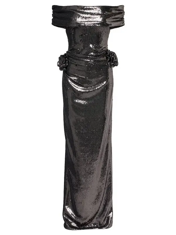 Roland Mouret Embellished Floral-appliqué Gown - Black
