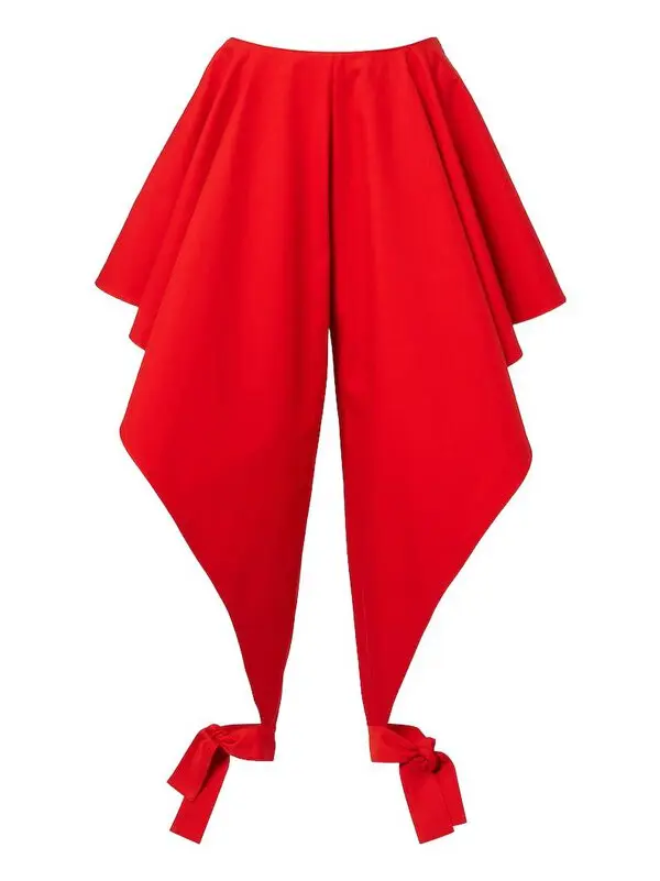Alaïa Ruffled Cotton Gabardine Tapered Pants - Orange