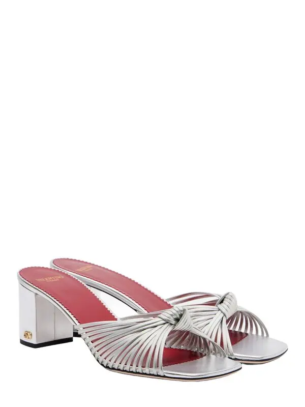 Valentino Garavani Annet Metallic Leather Sandals - Silver